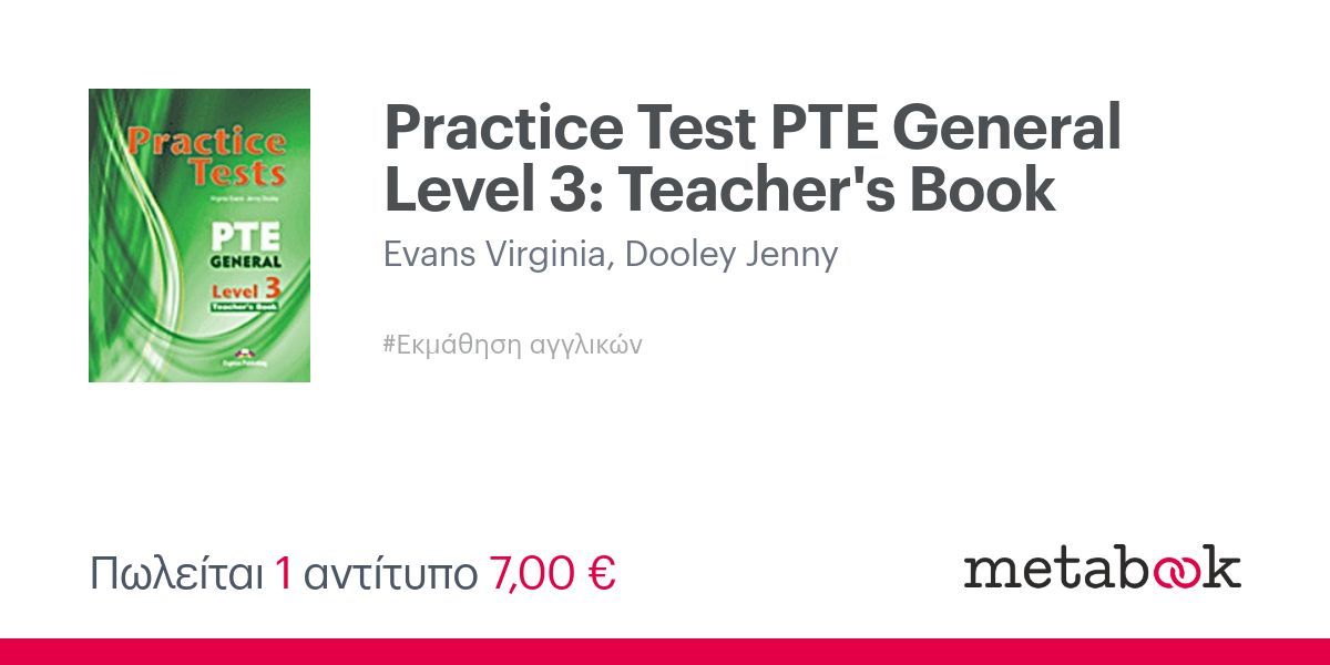 Practice Test PTE General Level 3: Teacher's Book: Evans Virginia ...